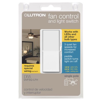 Lutron Skylark 1.5 Amps Single Pole Slide Fan Control White 1 Pk : Target