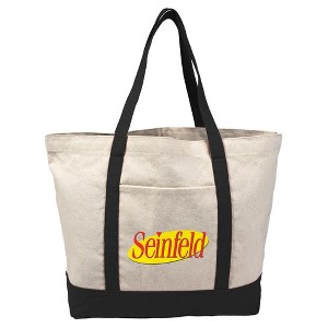 Seinfeld Logo Canvas Tote Bag With External Pocket, Reusable Shoulder ...