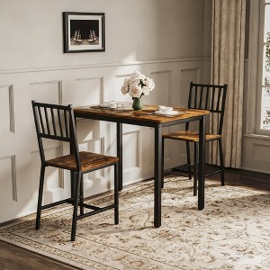 GDFStudio Erma 3-Piece Industrial Iron and Wood Dining Set with Table ...
