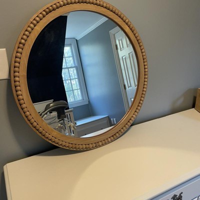 28" Dia Round Wooden Beaded Wall Mirror Natural - Threshold™ : Target