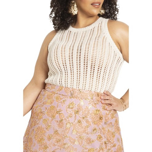Eloquii Women's Plus Size Crochet Knitted Tank - 26/28, Buttercream ...