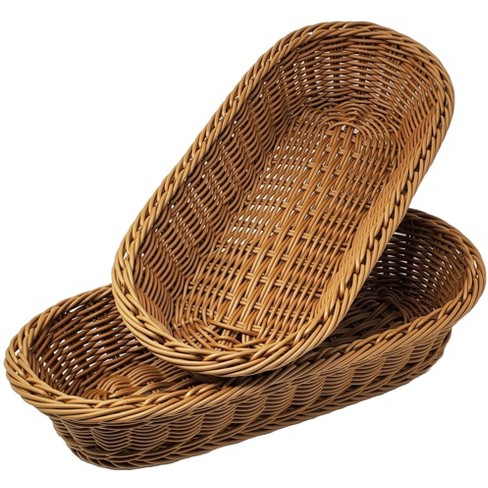 Kovot Set Of 2 Wicker Bread Baskets - 14.5" Woven Polypropylene Basket ...