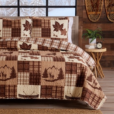 Great Bay Home Rustic Lodge Reversible Quilt Set With Shams (full ...