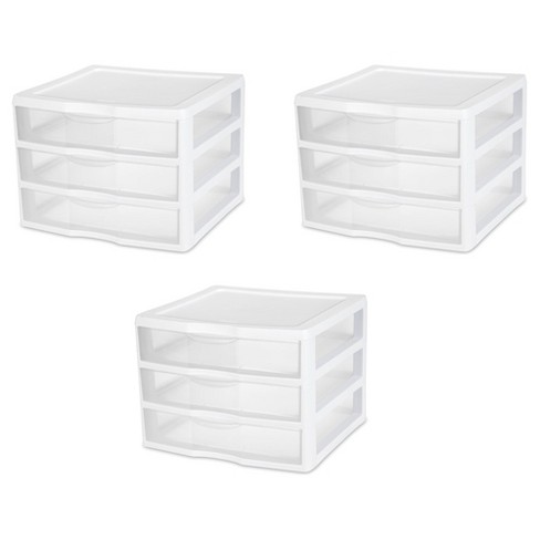 Sterilite Clear Plastic Stackable Small 3 Drawer Storage System For ...