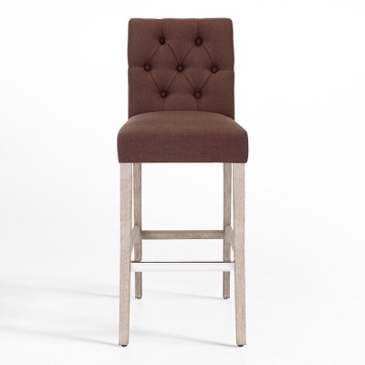 Westintrends 29" Upholstered Linen Fabric Tufted Bar Stool Chair, Brown ...
