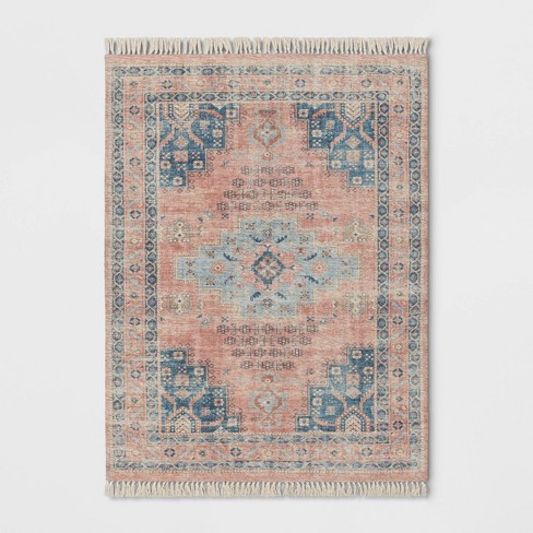 7'x10' Fringed Medallion Area Rug Rust - Threshold™ : Target