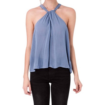 Anna-kaci Women's Sleeveless Halter Neck Top With Twist And Buckle ...