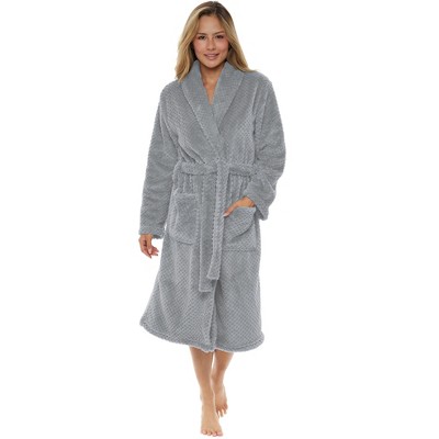 Adr Women's Classic Jacquard Bathrobe, Plush Robe With Pockets Light ...