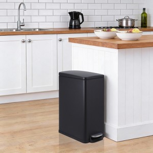 12 Gal Slim Stainless Steel Kitchen Trash Can, Step-On Pedal, Soft ...