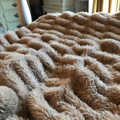 50"x60" Ruched Faux Rabbit Fur Throw Blanket - Threshold™ : Target