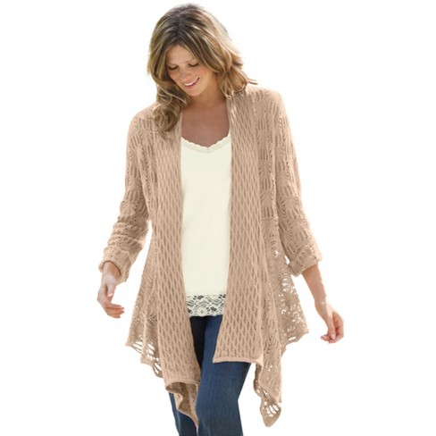 Woman Within Women's Plus Size Open Front Pointelle Cardigan - M, New ...