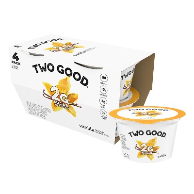 Two Good Low Fat Lower Sugar Vanilla Greek Yogurt - 4ct/5.3oz Cups : Target
