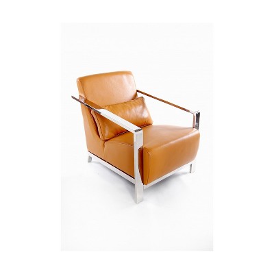 HomeStock 27 in. Gray Faux Leather Arm Chair (1-Piece) of with Metal ...