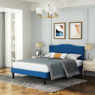 Vecelo Full Size Platform Bed Frame With Height Adjustable Upholstered ...