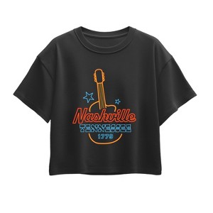 Girls' - Instant Message - Nashville Neon Guitar Sign Short Sleeve Boxy ...