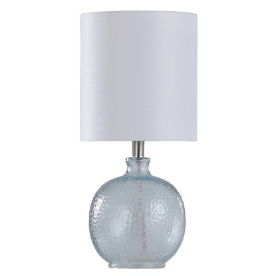 Glass Table Lamp Blue - Stylecraft: Seeded Glass Finish, White Linen ...