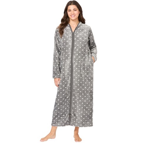 Dreams & Co. Women's Plus Size Plush Zip-front Robe - 22/24, Medium ...