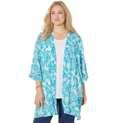 Catherines Women's Plus Size Alfresco Long Duster - 5x, Brilliant Blue ...