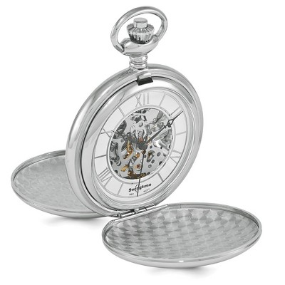 Black Bow Jewelry Swingtime Chrome-finish Brass Mechanical Pocket Watch ...