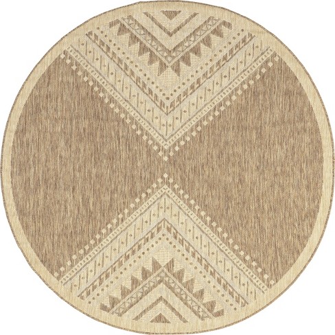 Nuloom Landry Aztec Indoor/outdoor Area Rug 6' 7" In Beige Round : Target