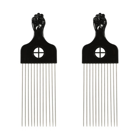 Unique Bargains Metal African Hair Picks Comb 8.70"x2.8" Black 2 Pcs ...