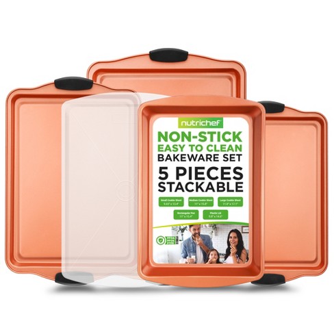 Nutrichef 5pc Nonstick Bake Pan Set With Cookie & Rectangular Pans ...