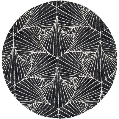 Micro-loop Mlp174 Hand Tufted Area Rug - Charcoal/ivory - 5' Round ...