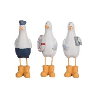Transpac Resin Seagull Figurine Set of 3 Multicolored for Spring Home ...