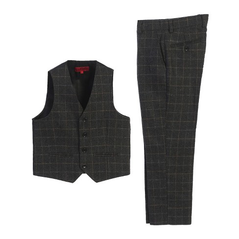 Gioberti Kids And Boys Tweed Plaid Vest And Pants Set : Target