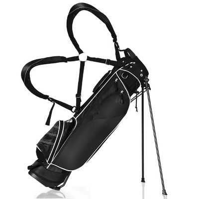 Costway Black Golf Stand Cart Bag Club With Carry Organizer Pockets ...