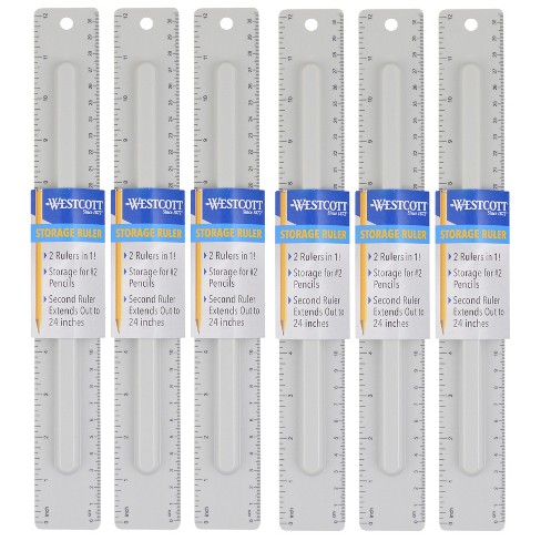 Westcott® 2-piece 12" Ruler With Pencil Storage, Pack Of 6 : Target