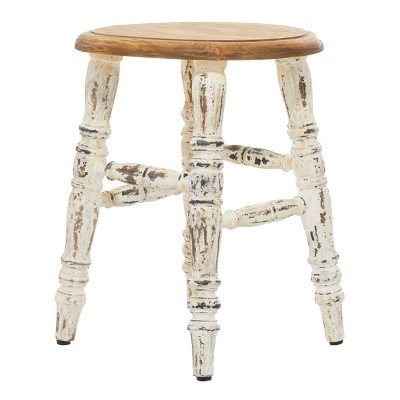 Farmhouse Wood Stool White - Olivia & May: Unupholstered Accent Bench ...