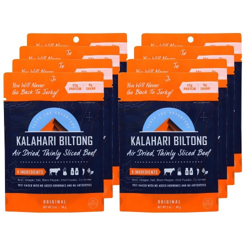 Kalahari Snacks Biltong Original Air-dried Sliced Beef - Case Of 8/2 Oz ...