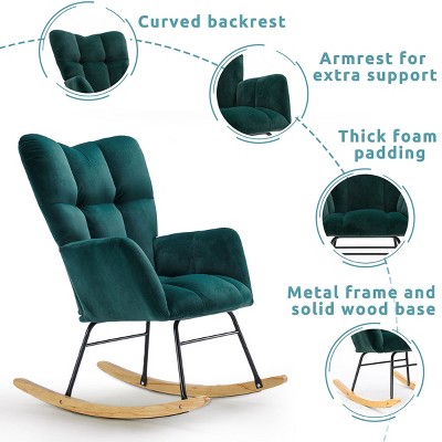 Best Choice Products Rocking Accent Chair, Tufted Upholstered Wingback ...