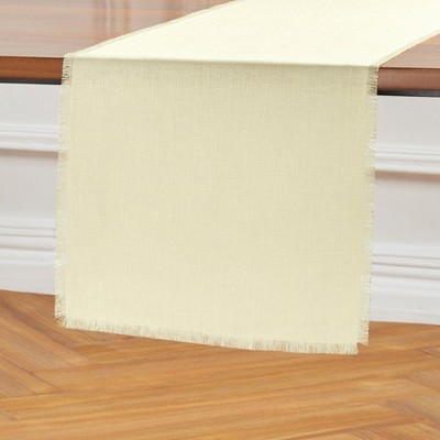 Solino Home Linen Fringe Table Runner Creamy Ivory 14 X 90 Inches : Target