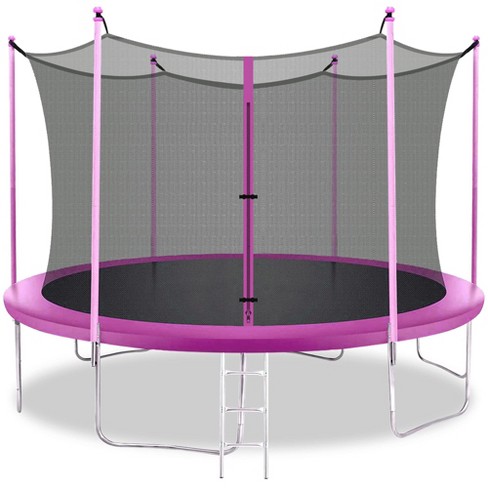 Fdw 12ft Trampoline With Enclosure Net Outdoor Jump Rectangle ...