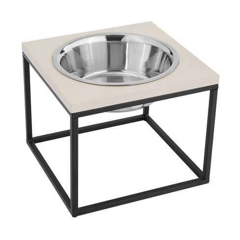 Sam's Pets Dan Single Wood And Stainless Steel Pet Bowl : Target
