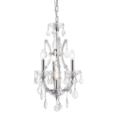 Elegant Lighting Maria Theresa 4 Light Chrome Pendant Clear Royal Cut ...