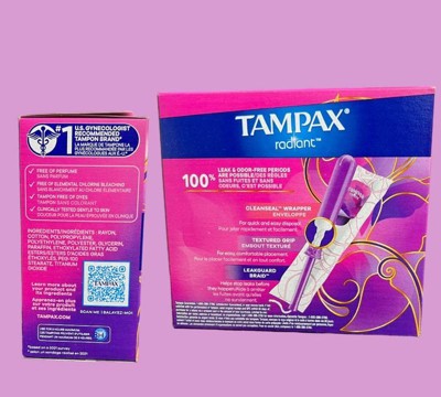 Tampax Pocket Radiant Compact Tampons Regular Absorbency - Unscented ...