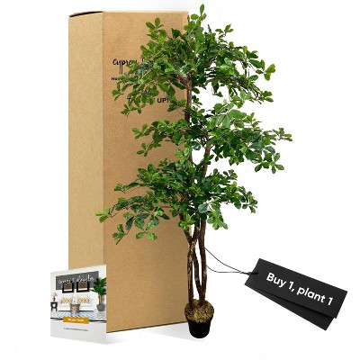 Nearly Natural 70-in Olive Artificial Tree In White Tin Planter : Target