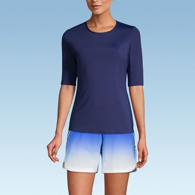 Lands' End Women's Petite Elbow Sleeve Relaxed Upf 50 Rash Guard - Xx ...