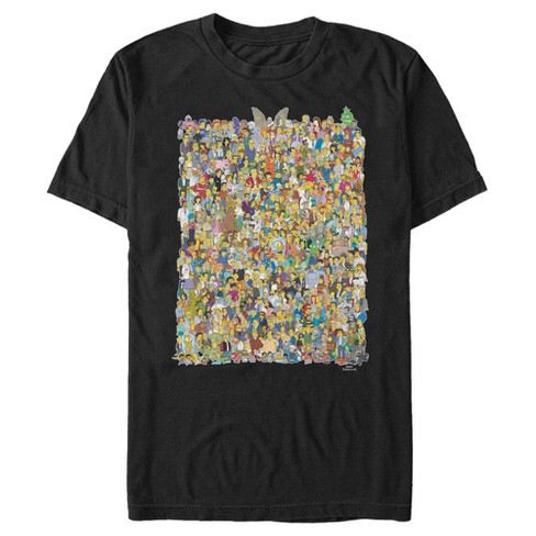 Men's The Simpsons All Of Springfield Character Collage T-shirt - Black ...