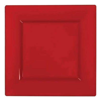 Smarty Had A Party 9.5" Red Square Plastic Dinner Plates (120 Plates ...