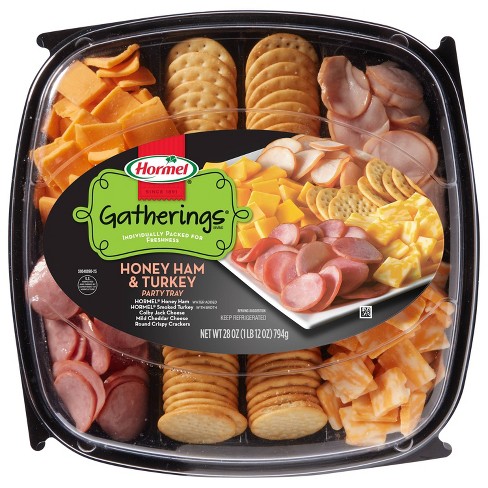 Hormel Gatherings Honey Ham, Turkey, Cheese & Crackers Party Tray ...