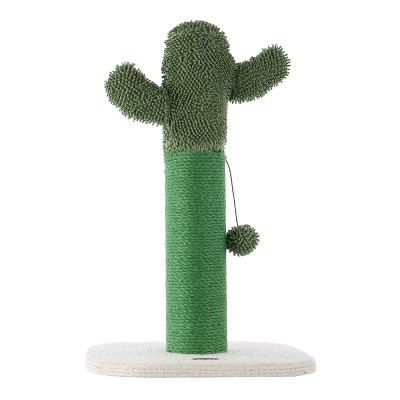 Rosa 36" Modern Jute Cactus Cat Scratching Post With Flower Toys And ...