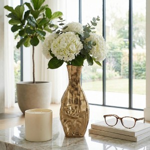 Sagebrook Home Geometric Faceted Metal Bottle Shape Tall Flower Vase ...