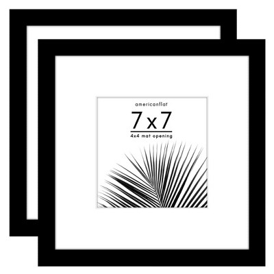 Americanflat 2 Pack Of 7x7 Frames With 4x4 Mat - Plexiglass Cover ...
