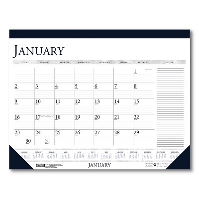 Recycled Two-Color Monthly Desk Pad Calendar with Notes Section, 22 x ...