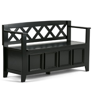 48'' Solid Wood Entryway Storage Bench with Black Finish and Multi ...