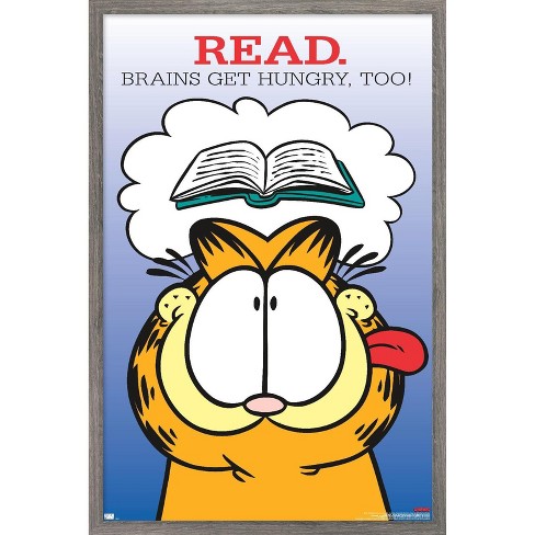 Trends International Garfield - Read Framed Wall Poster Prints Barnwood ...